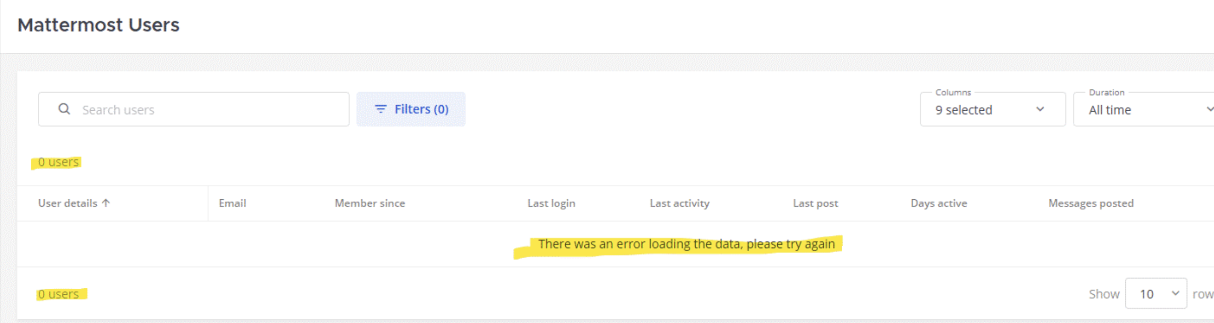 Users not loading in System Console after environment refresh ...